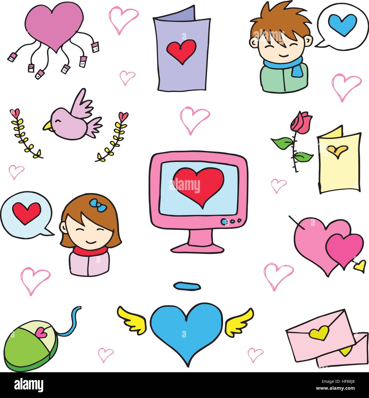 Vector art of love object doodles Stock Vector Image & Art - Alamy