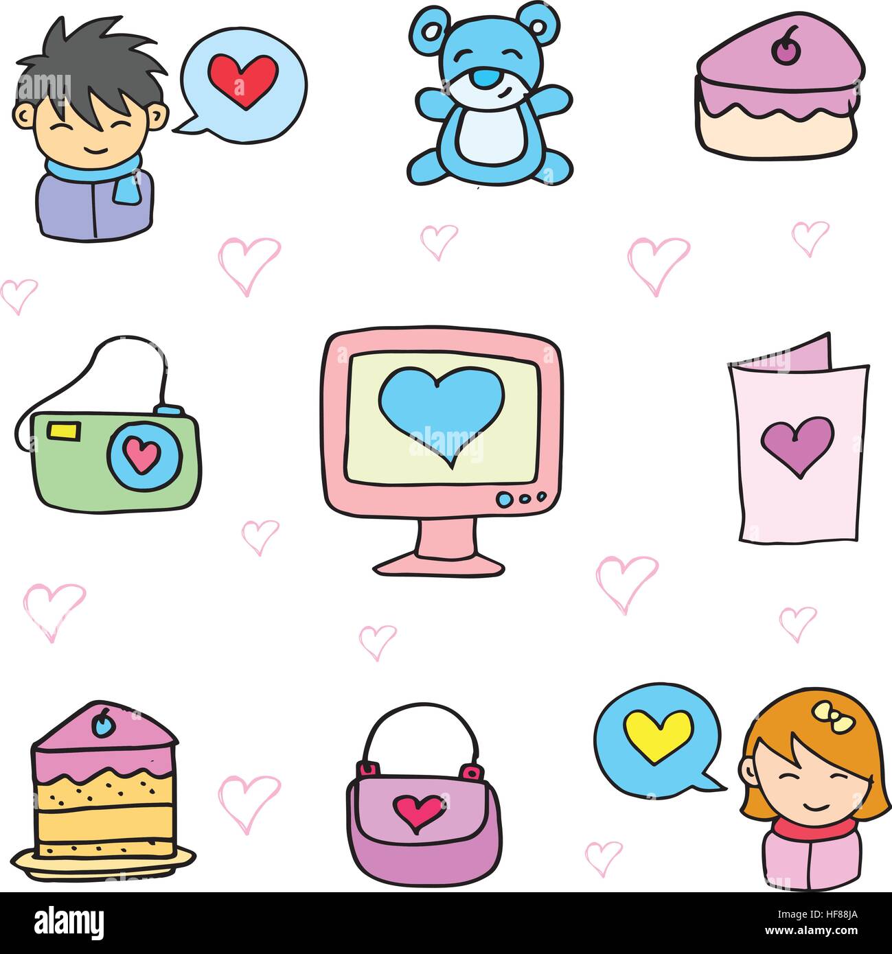 Vector art of object love theme doodles Stock Vector Image & Art - Alamy