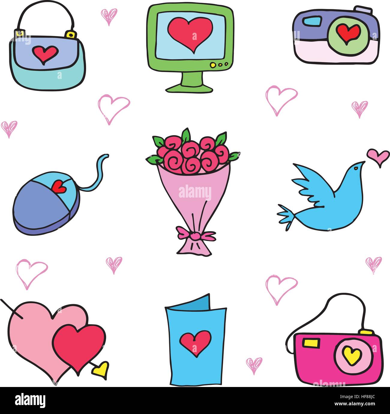 Love theme object of doodles Stock Vector Image & Art - Alamy