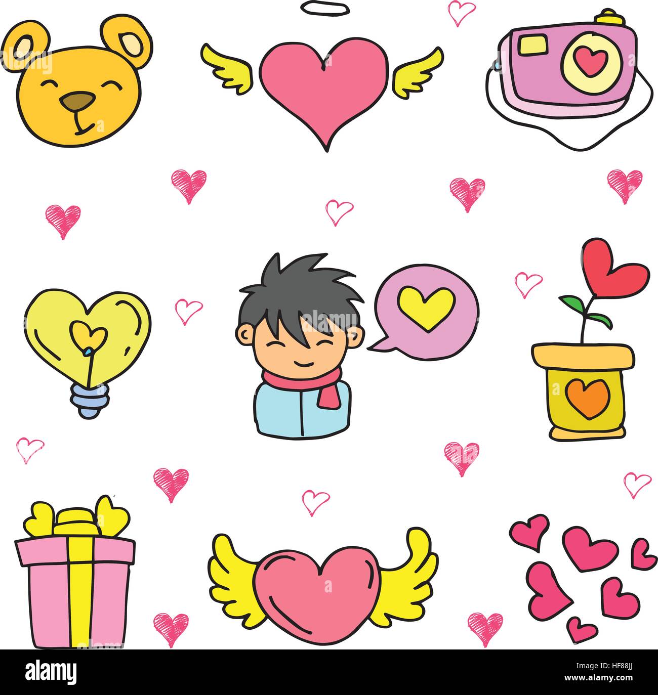 Illustration of object love doodles Stock Vector Image & Art - Alamy