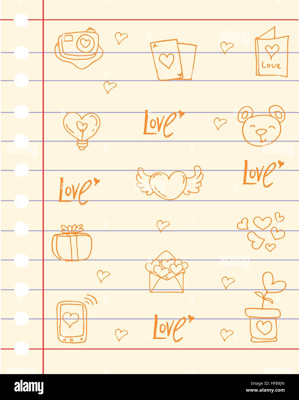 Paper love theme collection stock Stock Vector Image & Art - Alamy