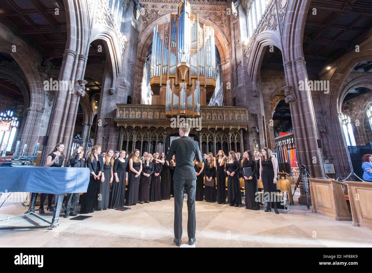 Interior of Manchester Cathedral during a service. Interior of ...