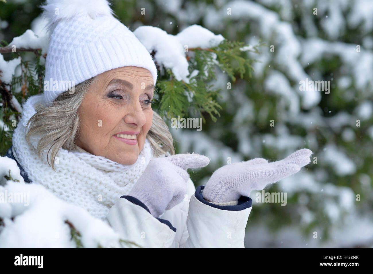 mature woman in winter clothes Stock Photo - Alamy