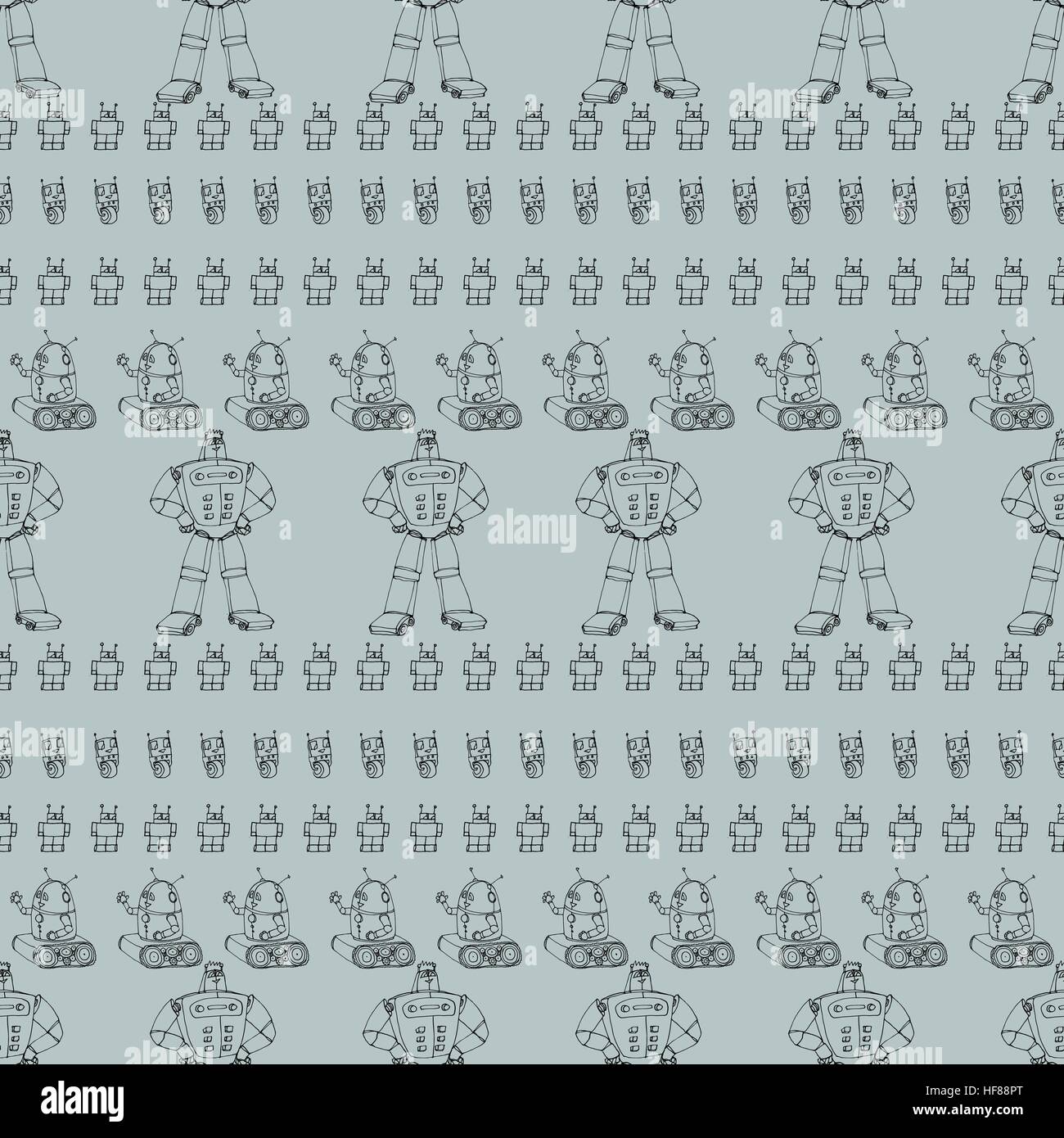 Robot doodles pattern Stock Vector Image & Art - Alamy
