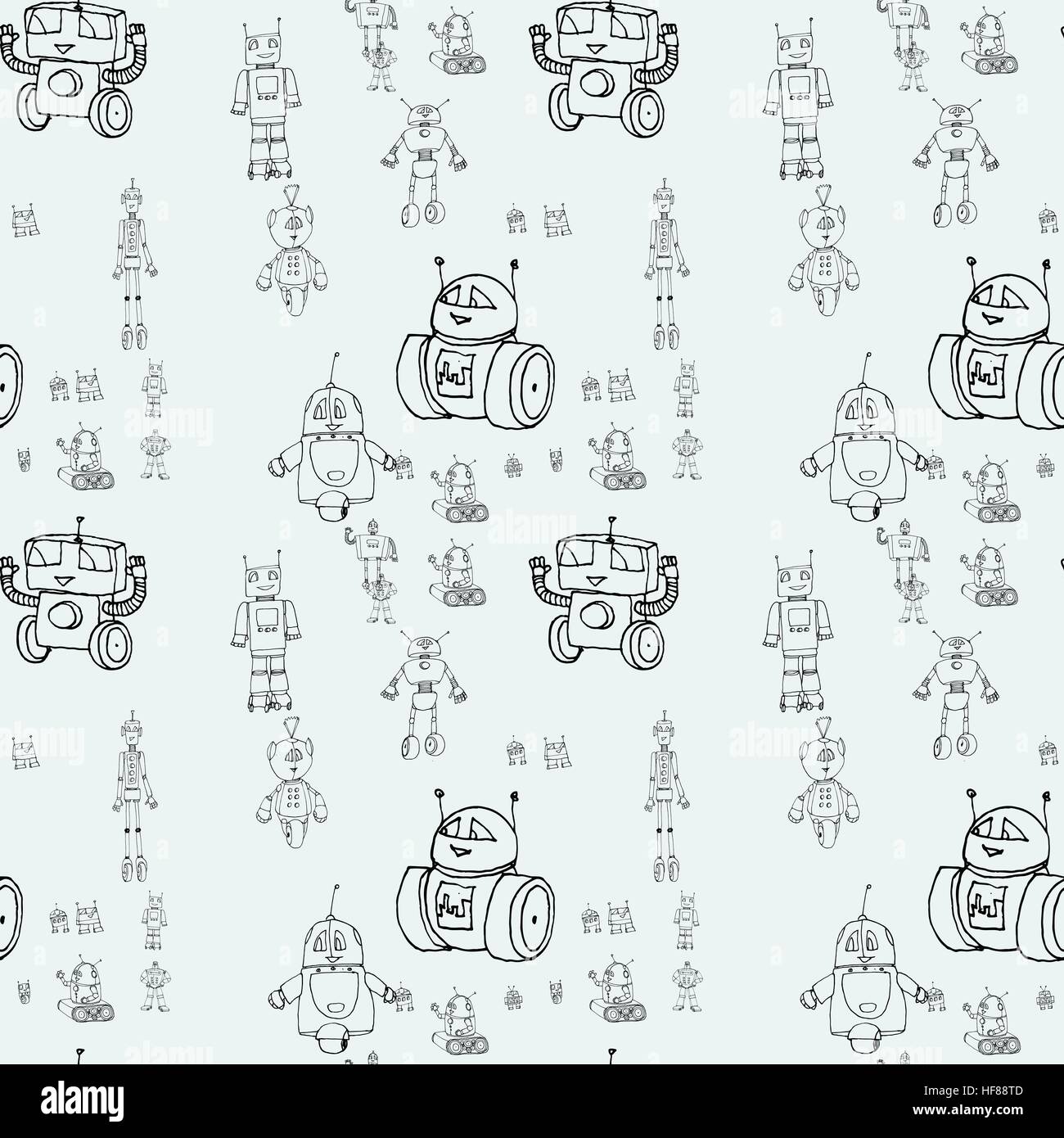 Robot doodles pattern Stock Vector Image & Art - Alamy