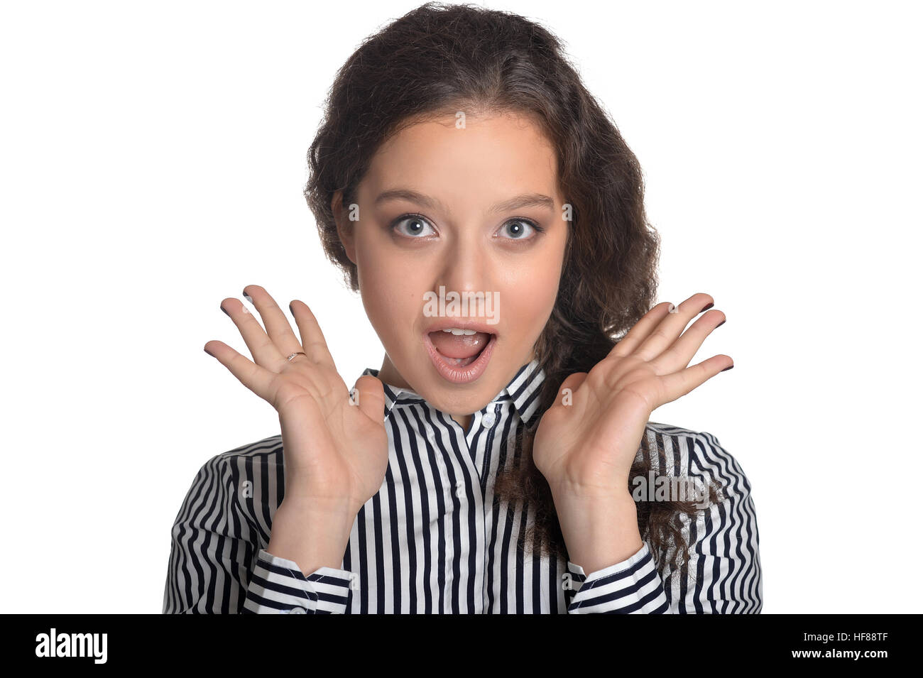 Exited young woman Stock Photo - Alamy