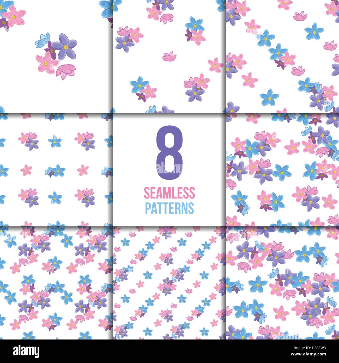 Seamless forget-me-not pattern set Stock Vector Image & Art - Alamy
