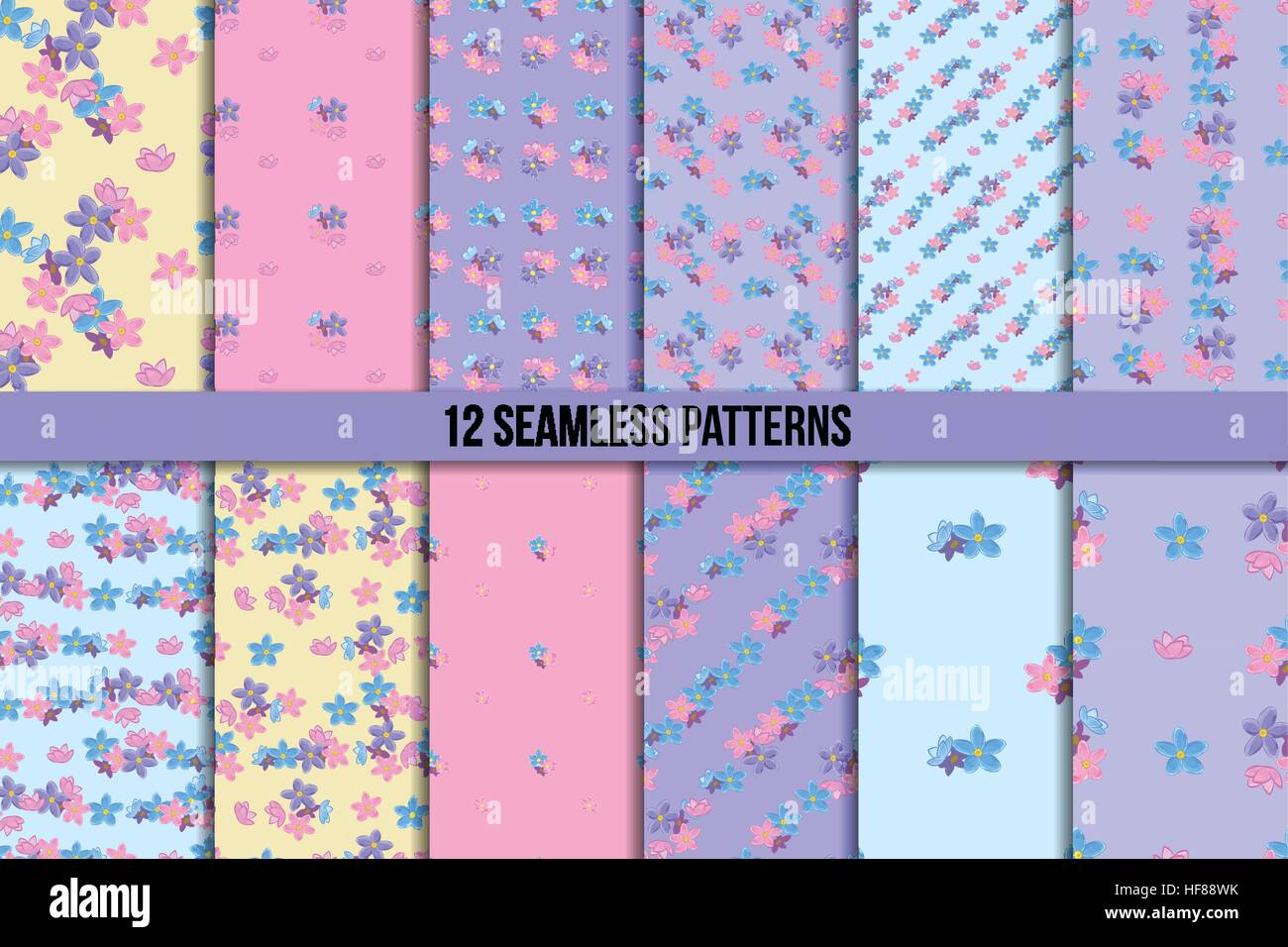 Seamless forget-me-not pattern set Stock Vector Image & Art - Alamy