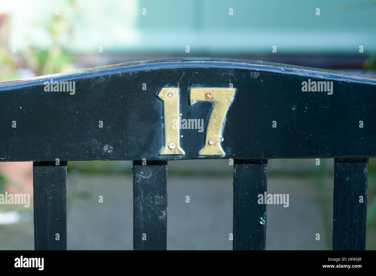 House number 17 sign on gate Stock Photo - Alamy