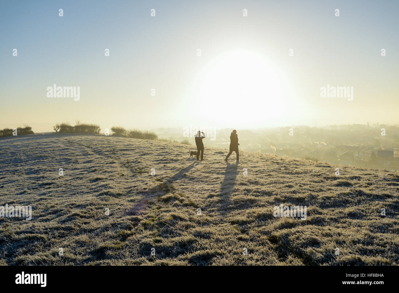 Hucknall small town in the East midlands ,view from Misk hills on a ...