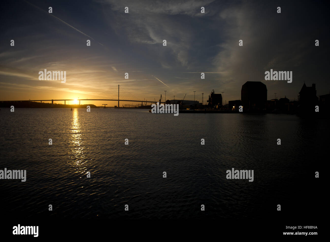 Stralsund, Germany. 28th Dec, 2016. The sun rising in front of the ...