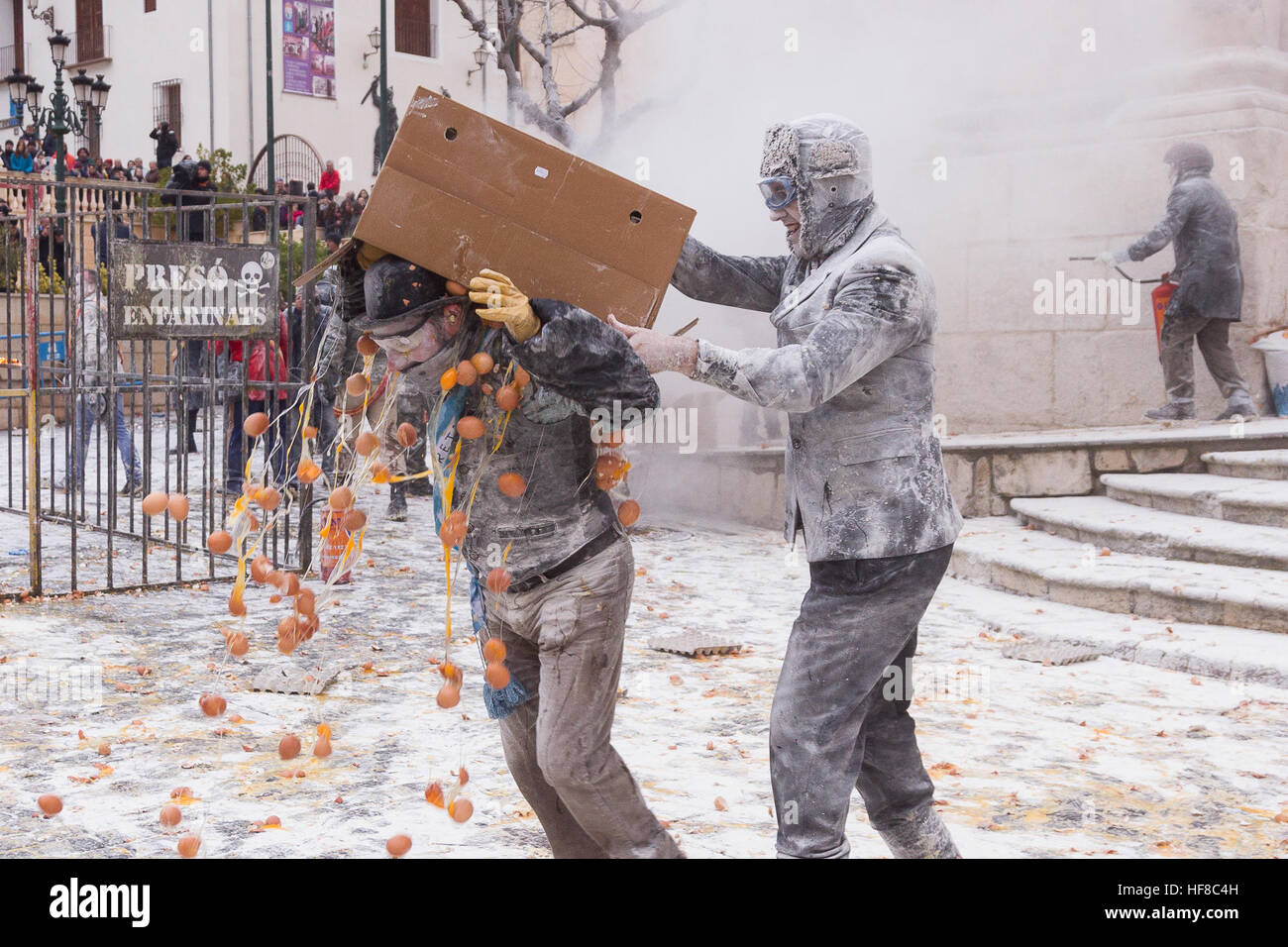 Ibi, Spain. 28th Dec, 2016. Revellers take part in the battle of ...