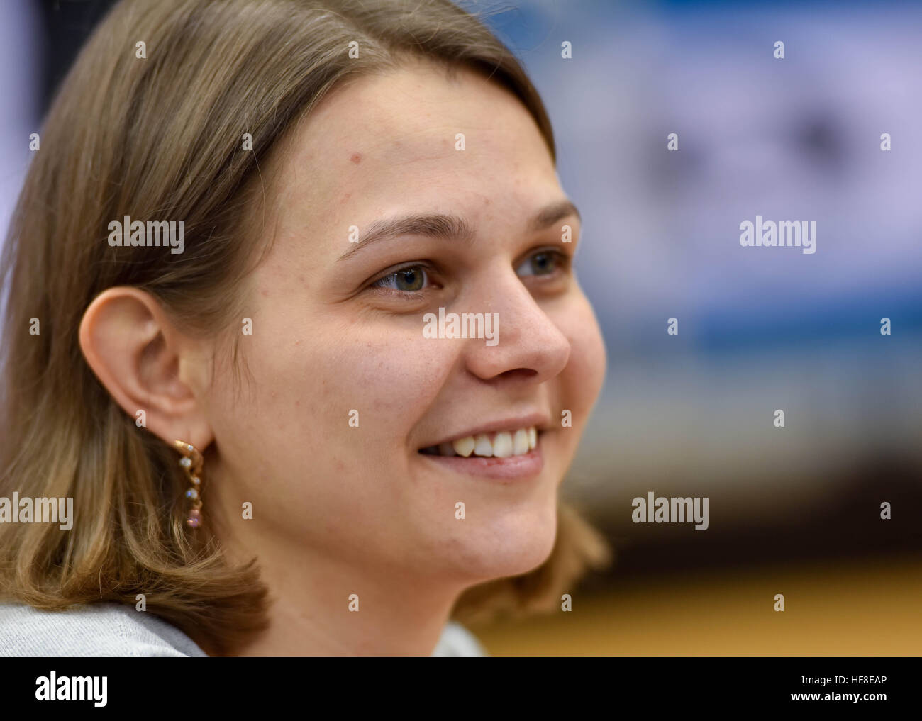 Doha, Qatar. 28th Dec, 2016. Anna Muzychuk of Ukraine plays against Ju ...