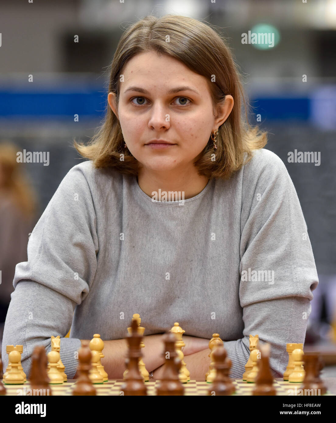 Doha, Qatar. 28th Dec, 2016. Anna Muzychuk of Ukraine plays against Ju ...