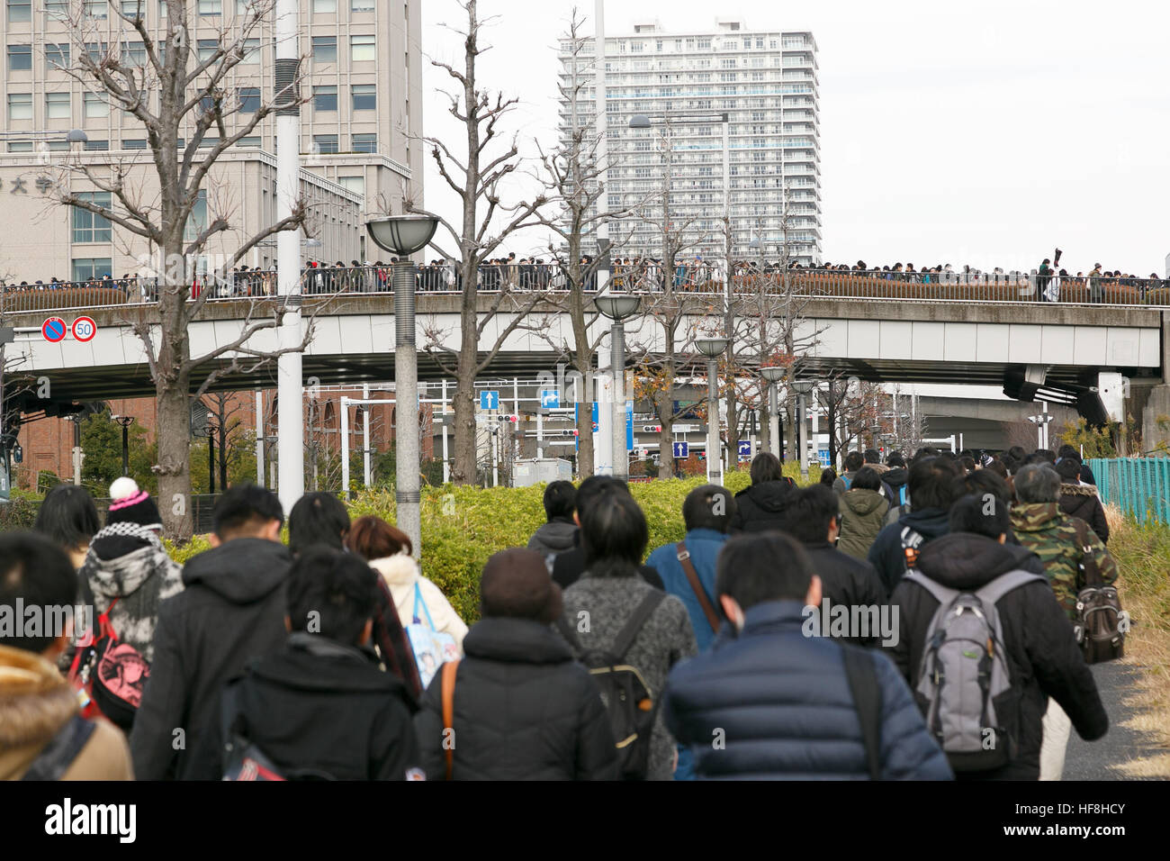 Tokyo, Japan. 29th Dec, 2016. Visitors line up to enter the Comic ...