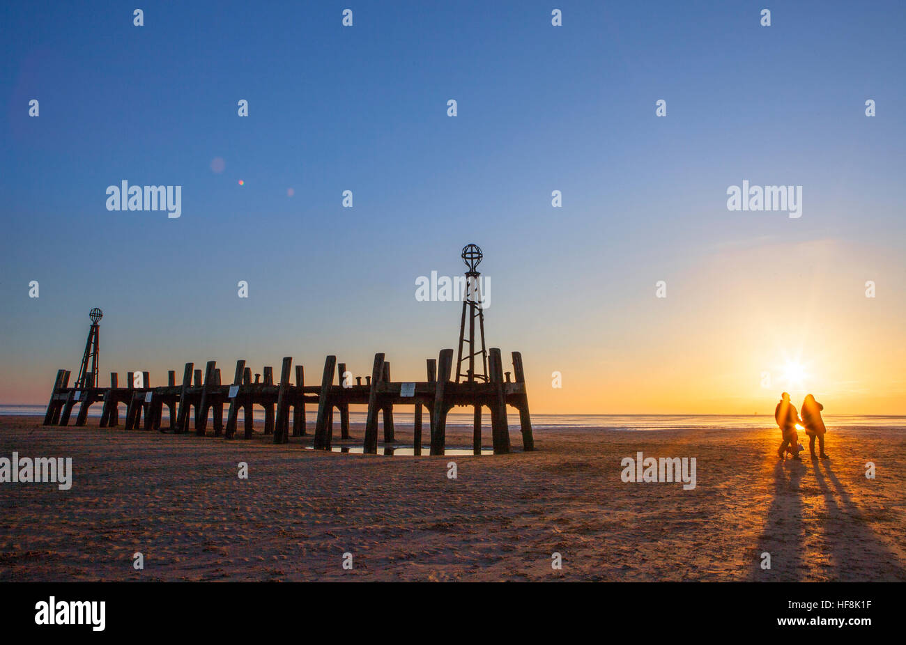 Sunset over the old pier at Lytham, Lancashire, UK WEATHER: A stunning ...