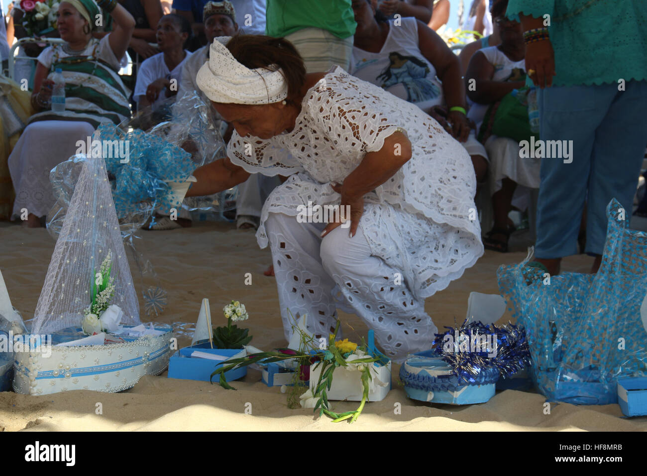 Rio de Janeiro, Brazil. 29th Dec, 2016. Devotees of umbanda and ...