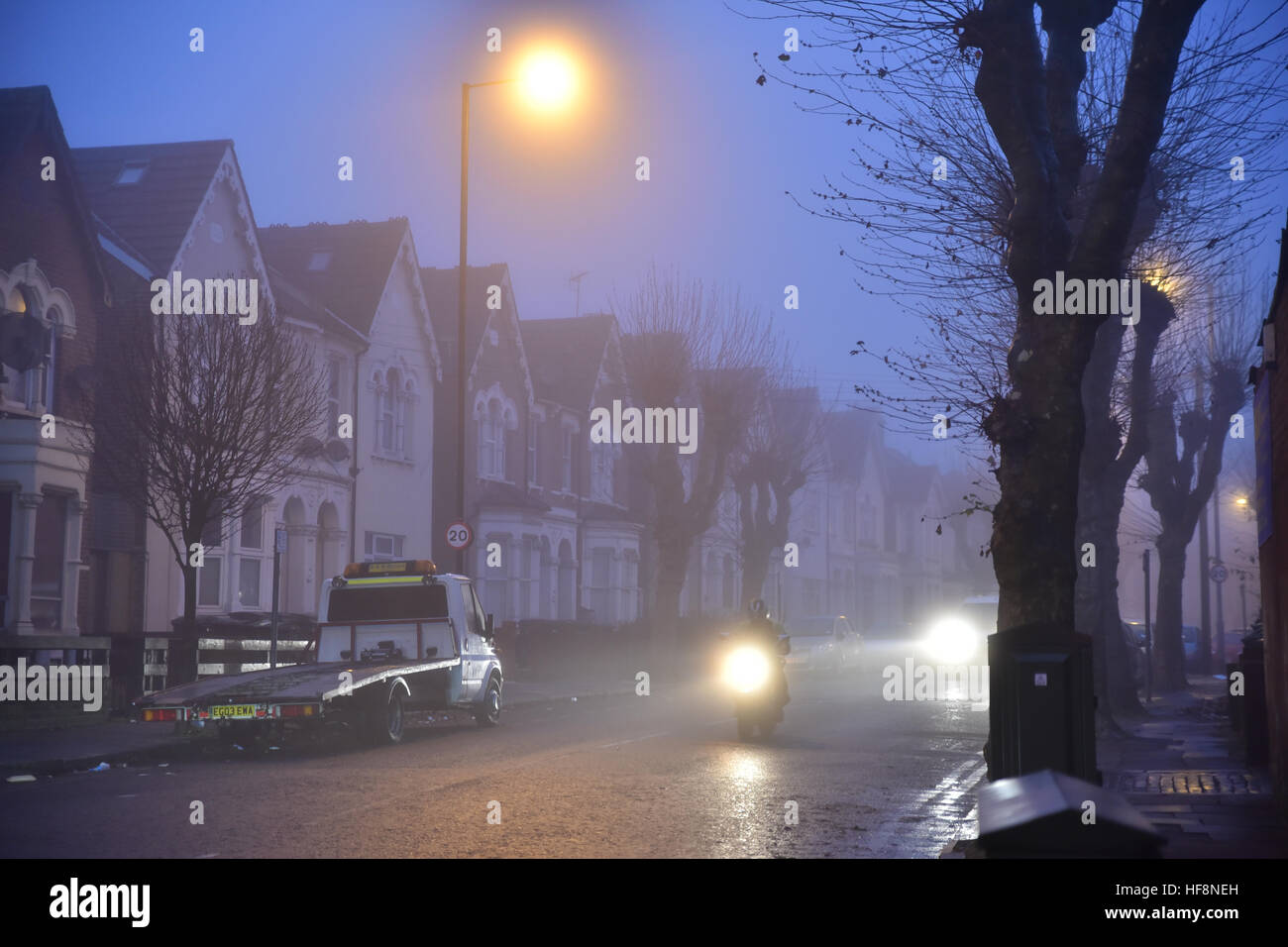 London, UK. 30th December 2016. A foggy morning in North London. Credit ...