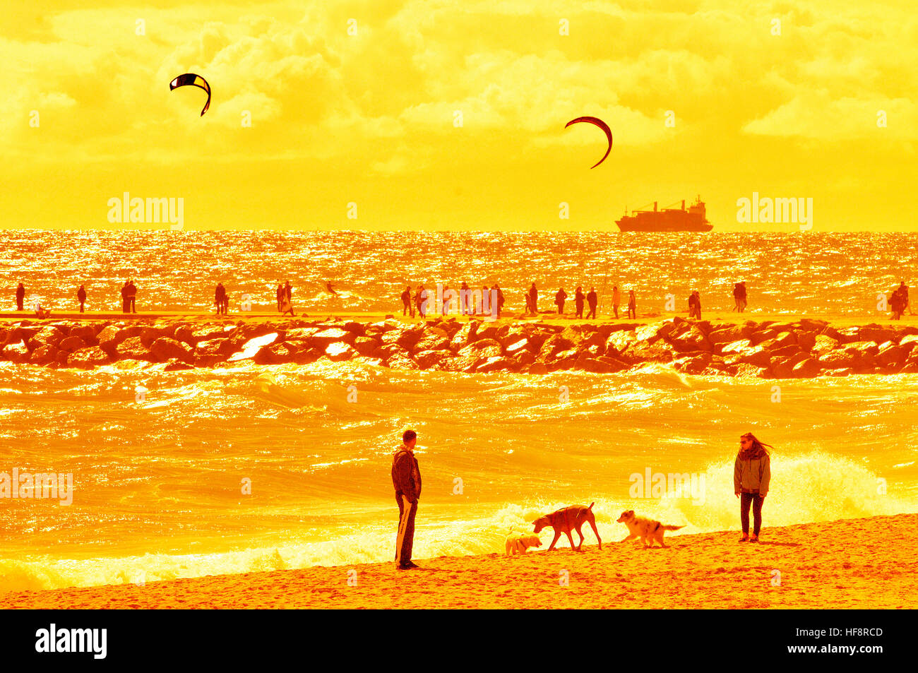 People at Barcelona beach Stock Photo - Alamy
