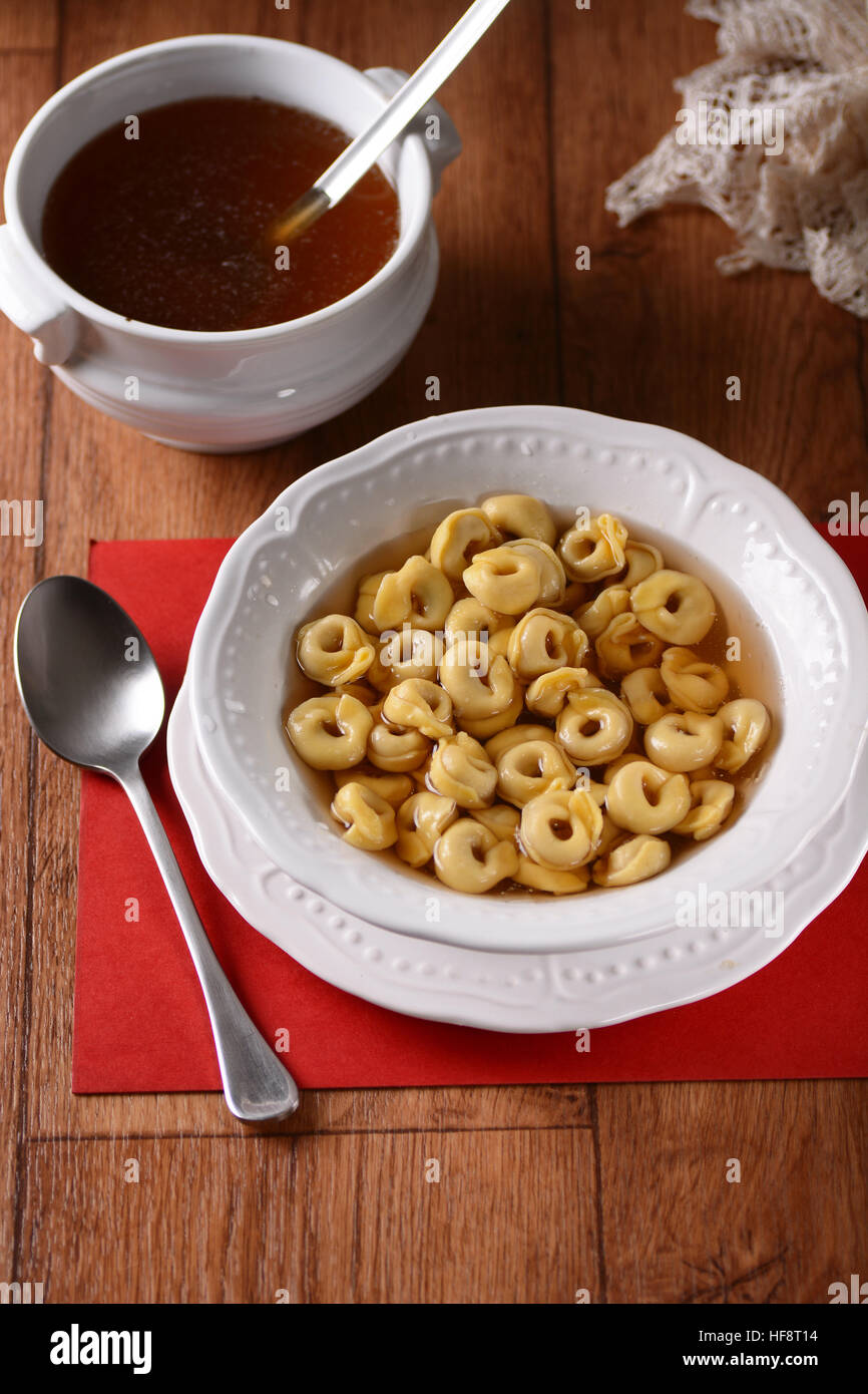 tortellini in broth - traditional Italian food Stock Photo - Alamy