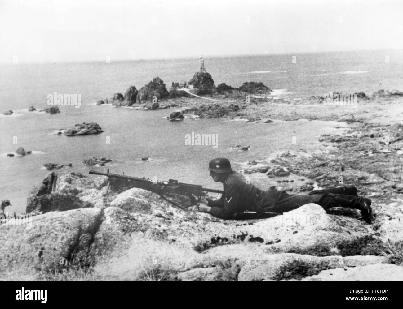 The Nazi propaganda image depicts a guard soldier of the German ...