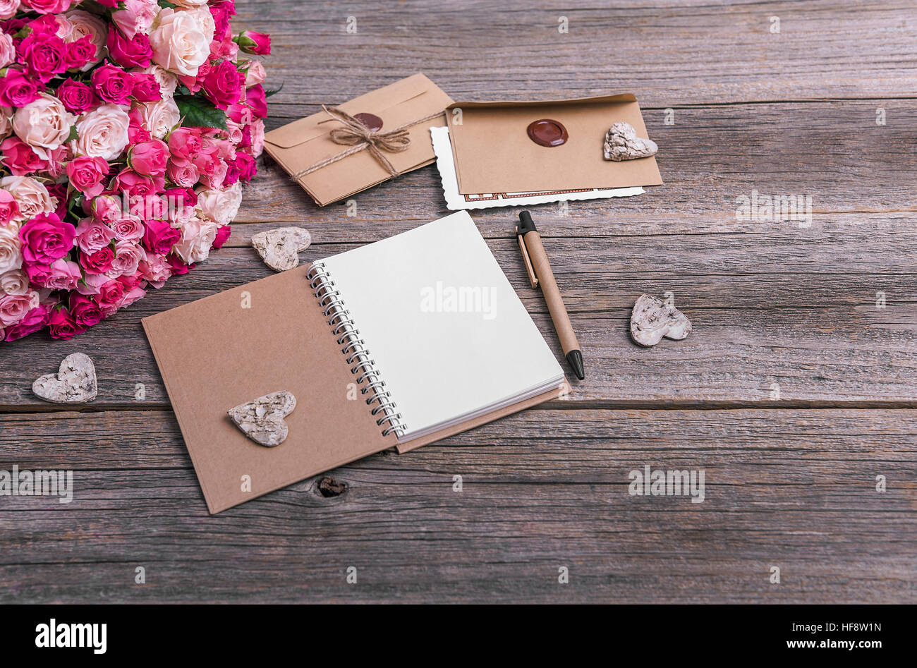 Beautiful red rose notebook hi-res stock photography and images - Alamy