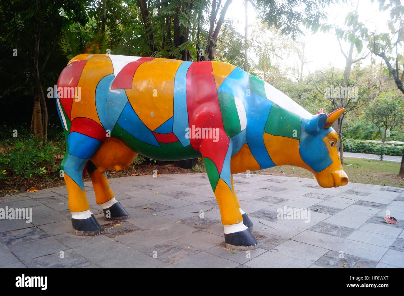 Cow's sculpture landscape, in the park, very beautiful Stock Photo - Alamy