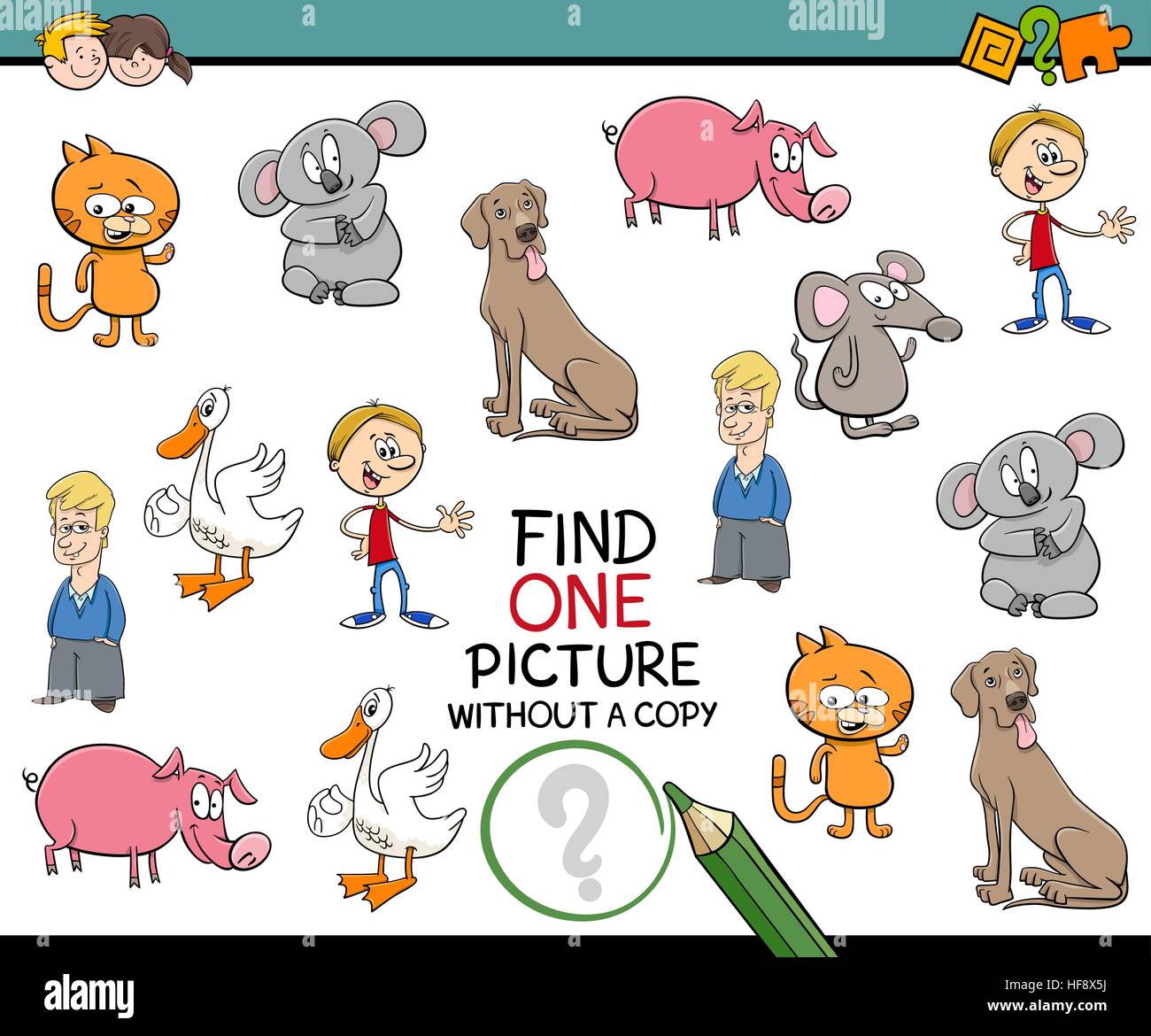 Cartoon Illustration of Educational Activity of Finding Picture for ...