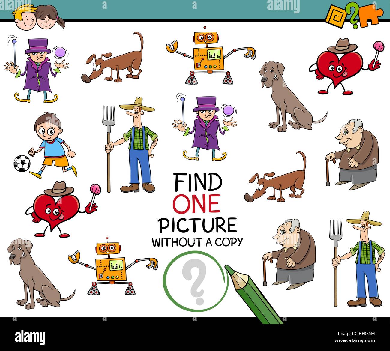 Cartoon Illustration of Educational Activity of Finding Image for ...