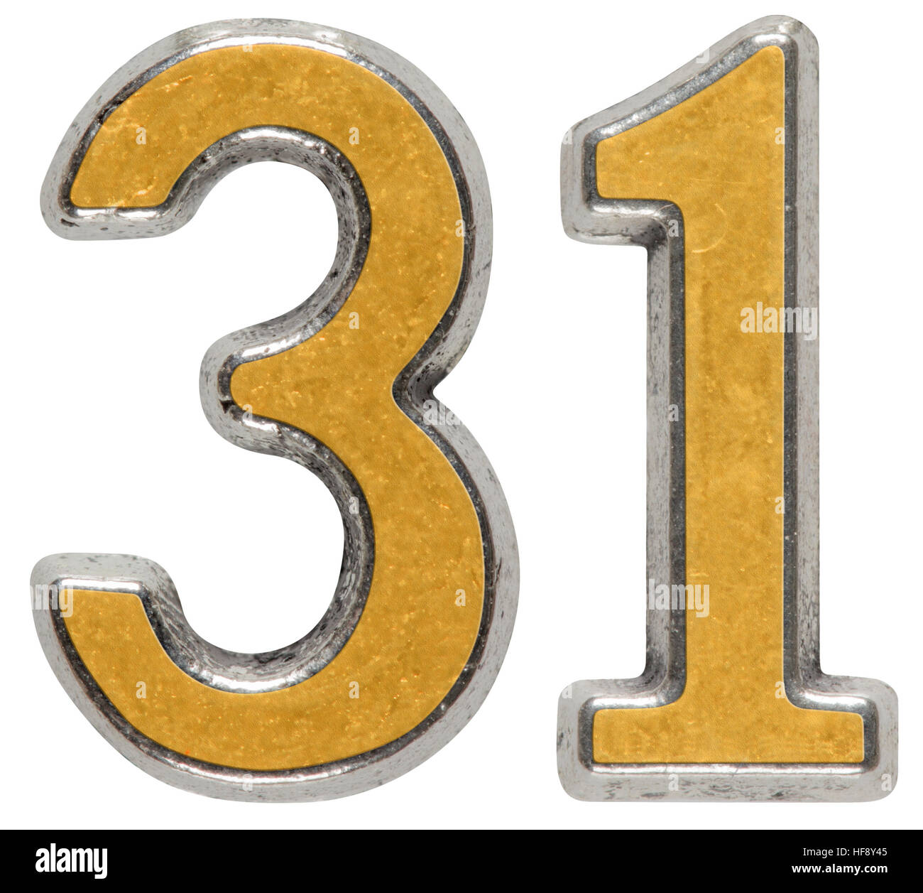 Metal numeral 31, thirty-one, isolated on white background Stock Photo ...