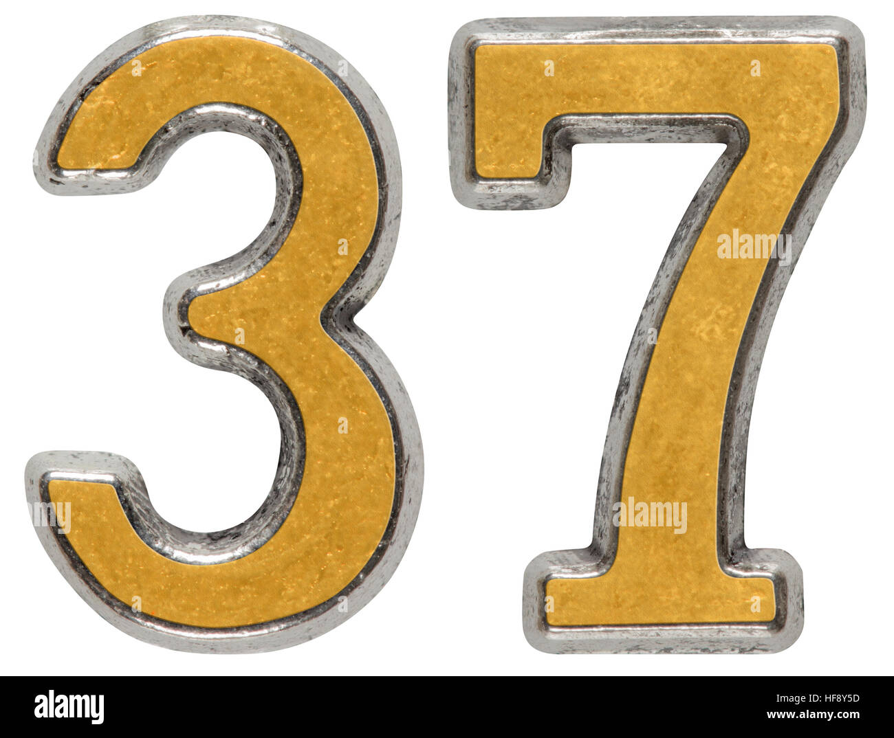 Metal numeral 37, thirty-seven, isolated on white background Stock ...