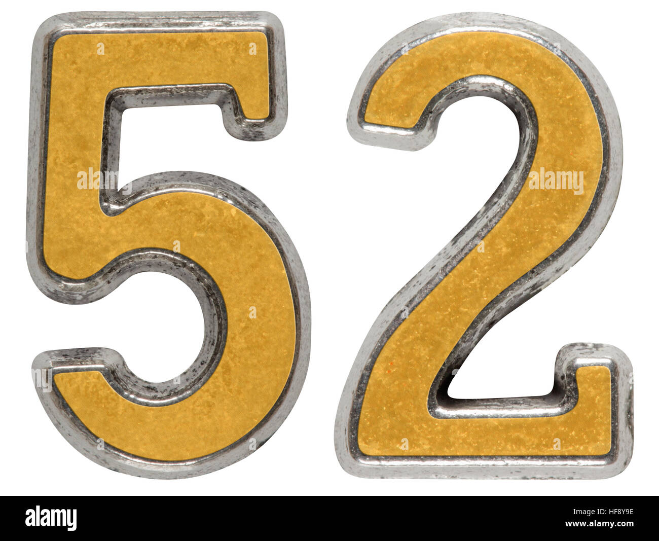 Metal numeral 52, fifty-two, isolated on white background Stock Photo ...