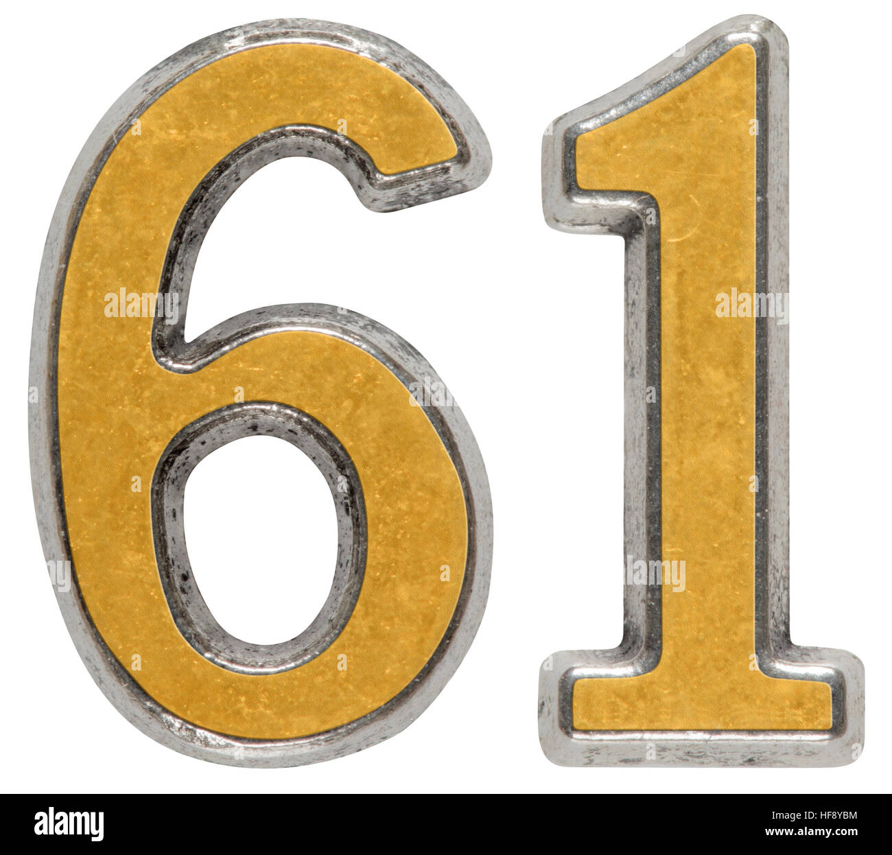 Metal numeral 61, sixty-one, isolated on white background Stock Photo ...