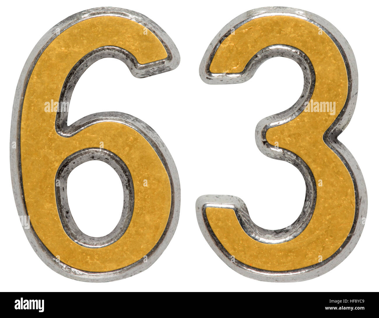Metal numeral 63, sixty-three, isolated on white background Stock Photo ...