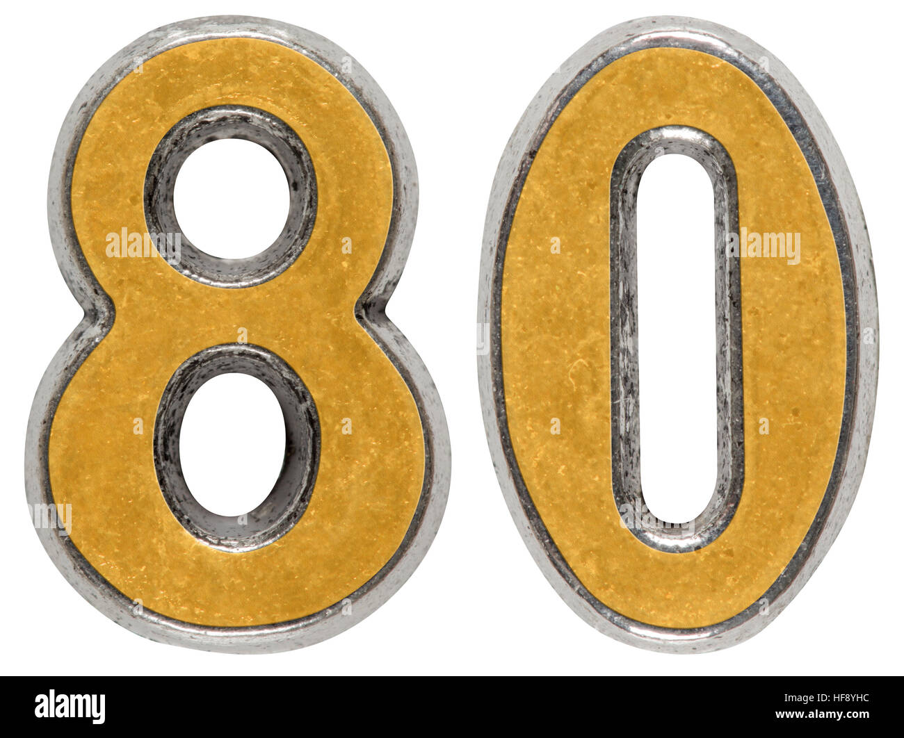 Metal numeral 80, eighty, isolated on white background Stock Photo - Alamy