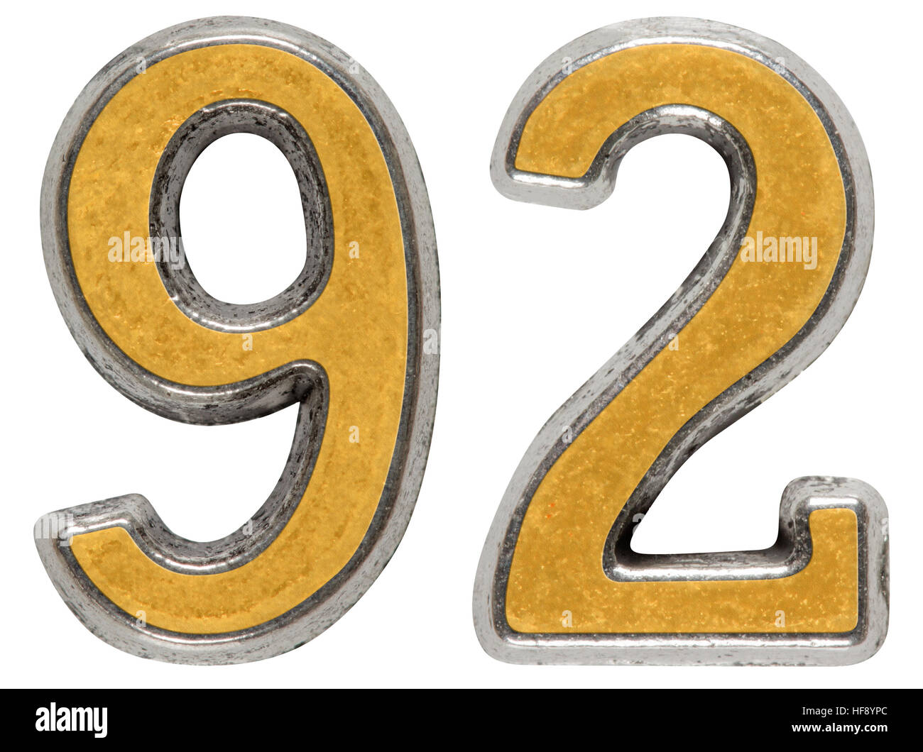 Metal numeral 92, ninety-two, isolated on white background Stock Photo ...