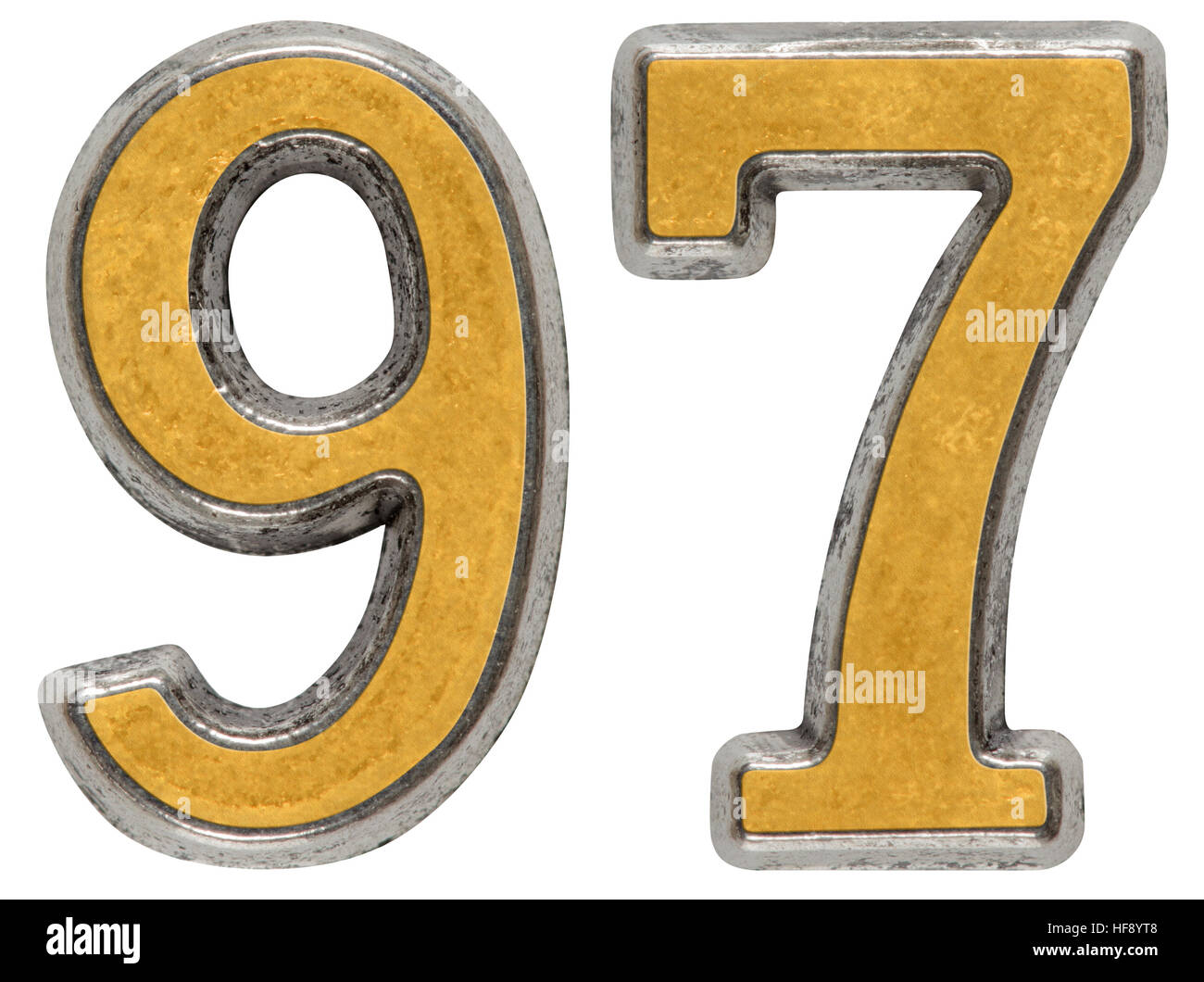 Metal numeral 97, ninety-seven, isolated on white background Stock Photo - Alamy