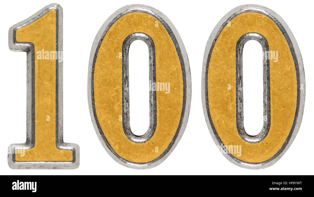Metal numeral 100, one hundred, isolated on white background Stock ...