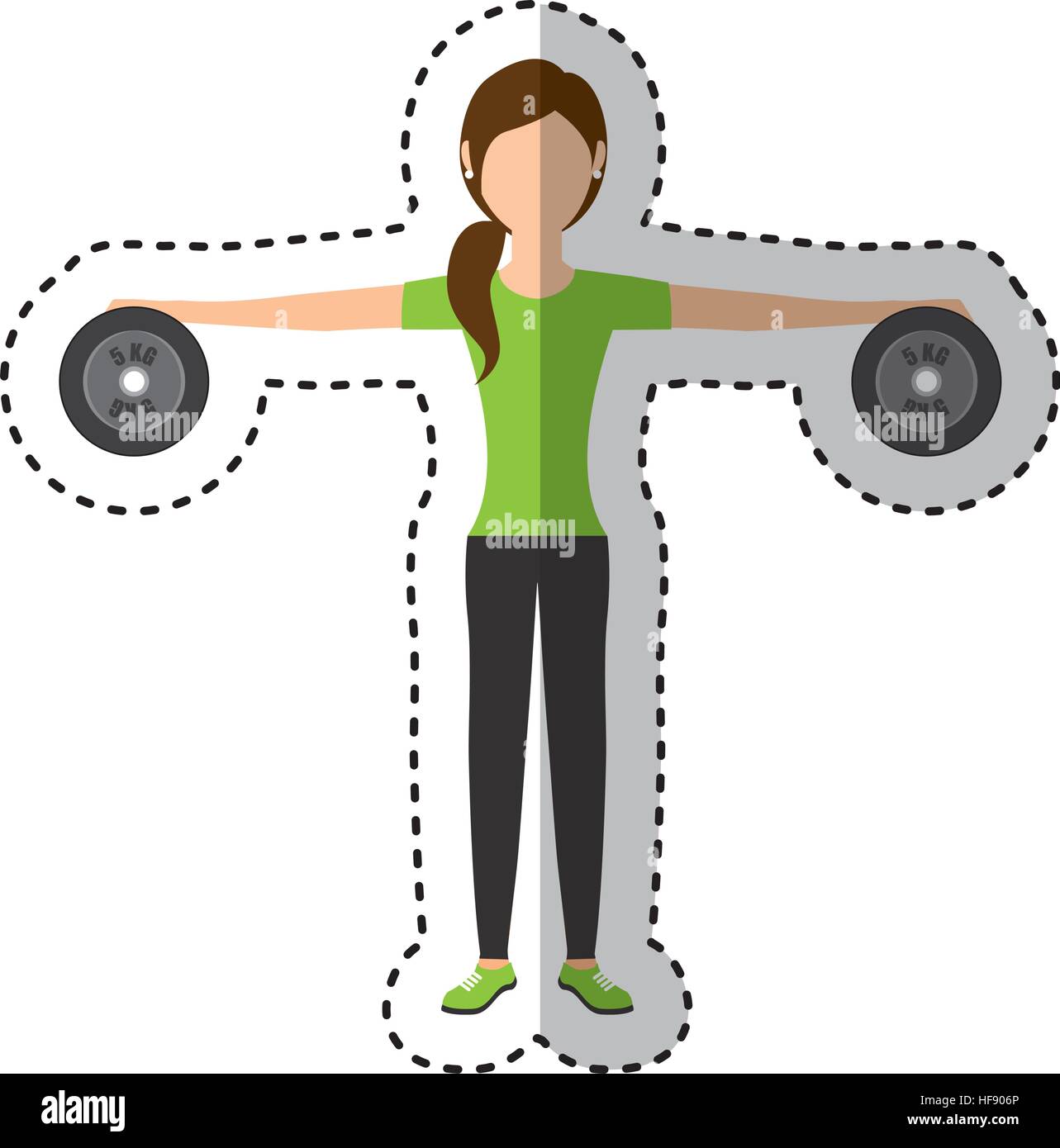 woman athlete avatar character weight lifting vector illustration ...
