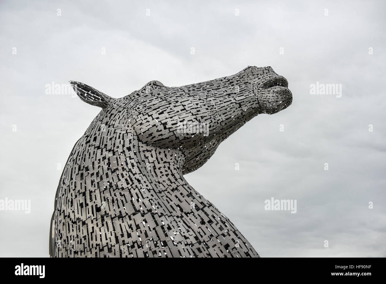 One of the Kelpies horse head sculptures at The Helix park in Falkirk ...