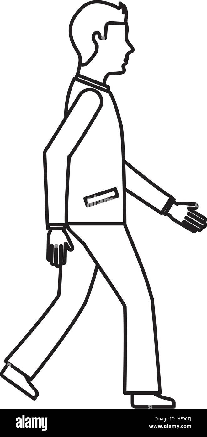 Businessman avatar walking icon vector Black and White Stock Photos ...