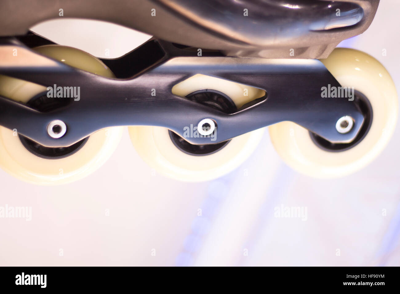 Freestyle inline skates boots and wheels in retail store shop window ...