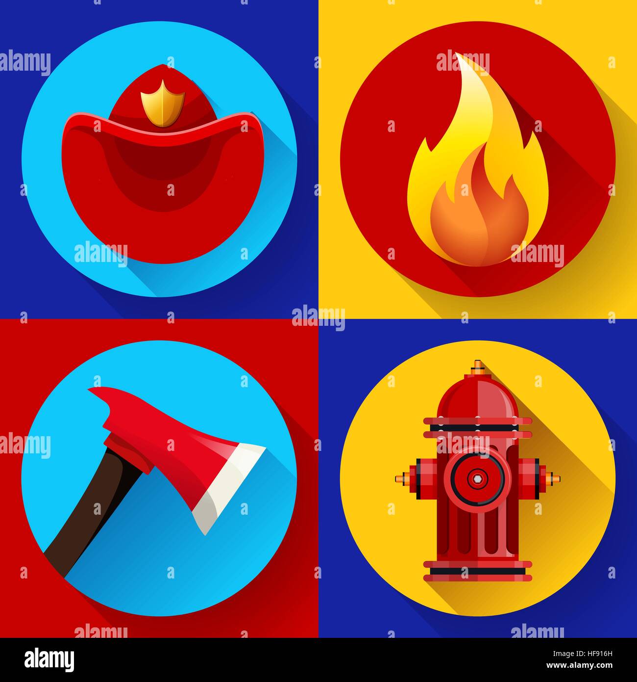 Firefighter icons elements set Stock Vector Image & Art - Alamy