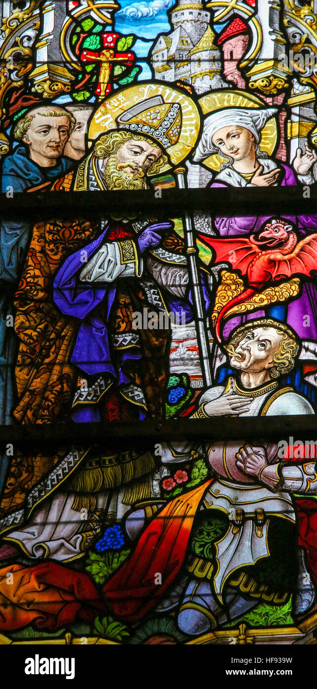 Devil stained glass window church hi-res stock photography and images ...