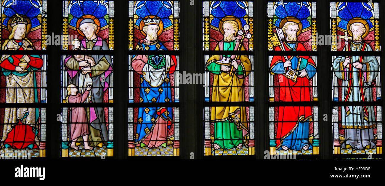 Stained Glass window depicting Catholic Saints in the Cathedral of ...