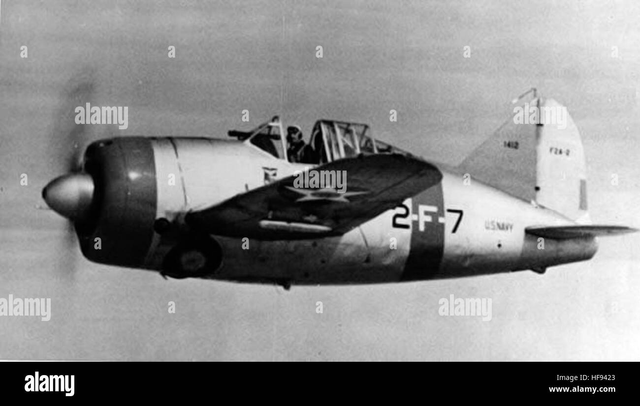 Brewster F2A-2 VF-2 in flight Stock Photo - Alamy