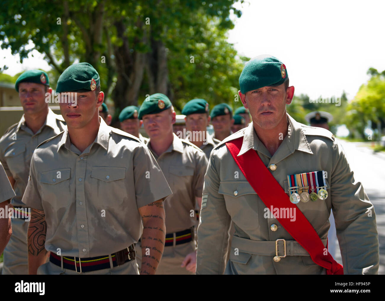 British Marines parade through the streets of U.S. Navy Support ...