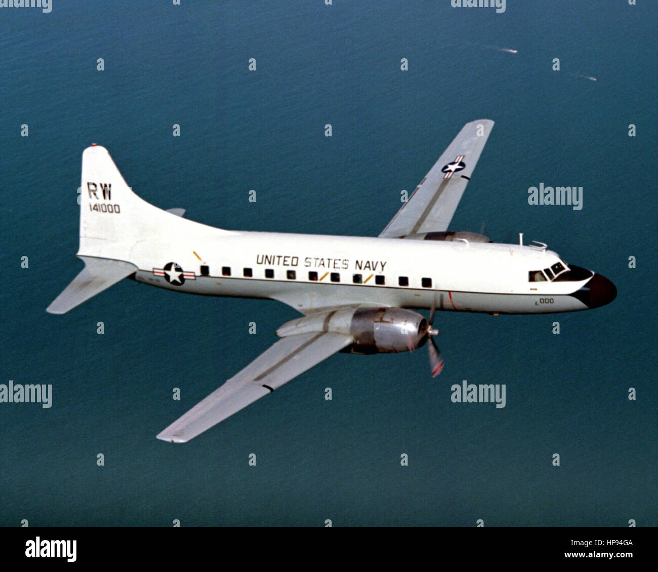 A U.S. Air Force C-131F Samaritan aircraft from VR-30 squadron is in ...