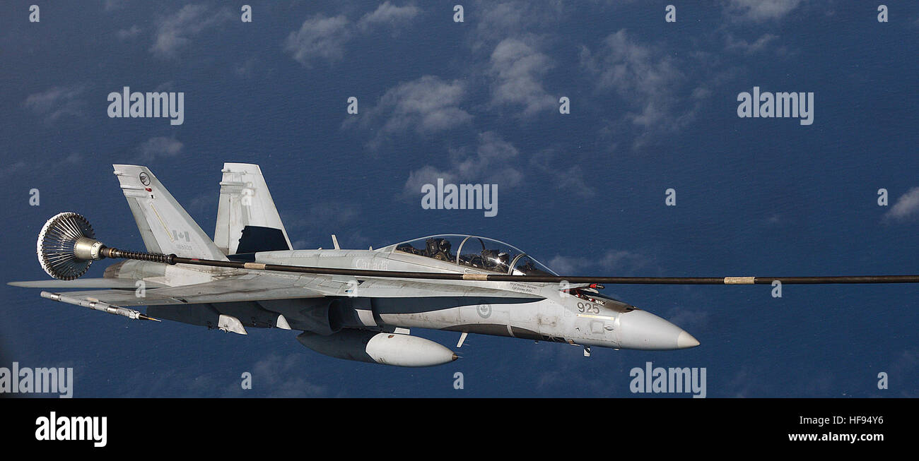A Canadian CC-150T Polaris Airbus from 437 Squadron prepares to fuel a ...