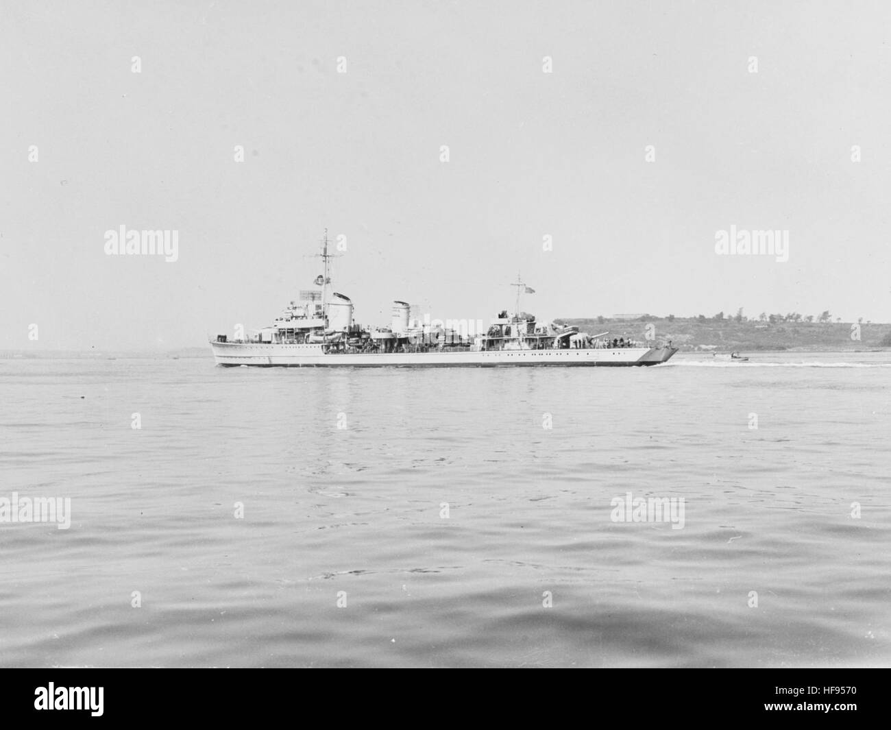 The German destroyer Z39 sails off Boston on September 7, 1945, after ...